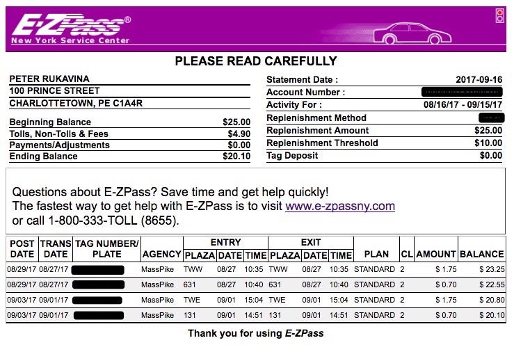 The E-ZPass Worked! | ruk.ca The E-ZPass Worked! | ruk.ca